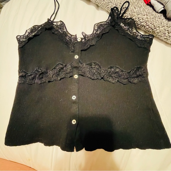Zara | Tops | Zara Black Lace Buttonup Camisole | Poshmark